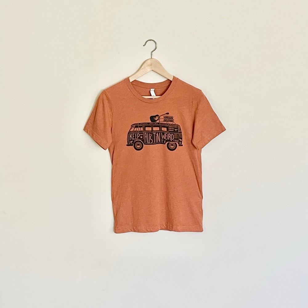 New Keep Austin Weird Vw Bus Music Graphic Burnt Oran… - Gem